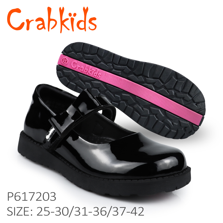 P617203 School Shoes For Girls Black Shoes – Crabkids